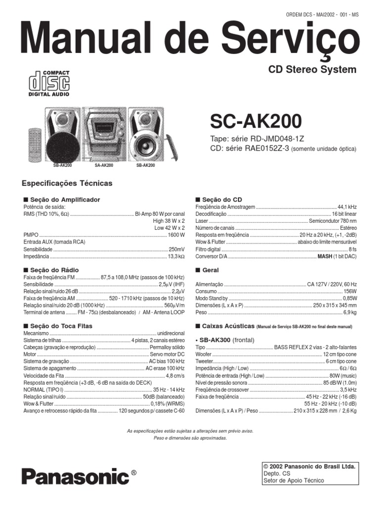 Panasonic SC Ak200 | PDF | Rede elétrica | Laser