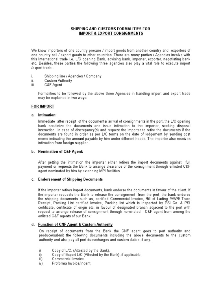Customs Document | Bill Of Lading | Invoice