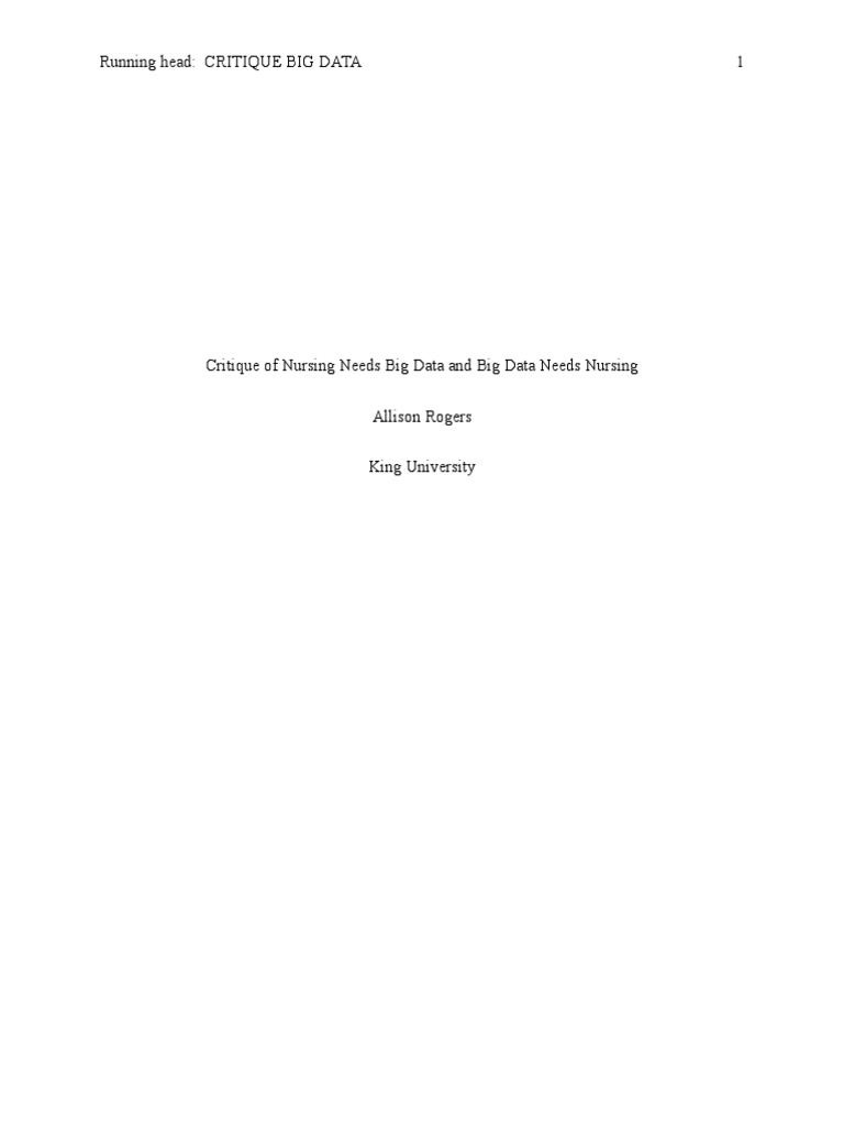 Nurs 5001 - Research Critique 2 | PDF | Big Data | Health Informatics