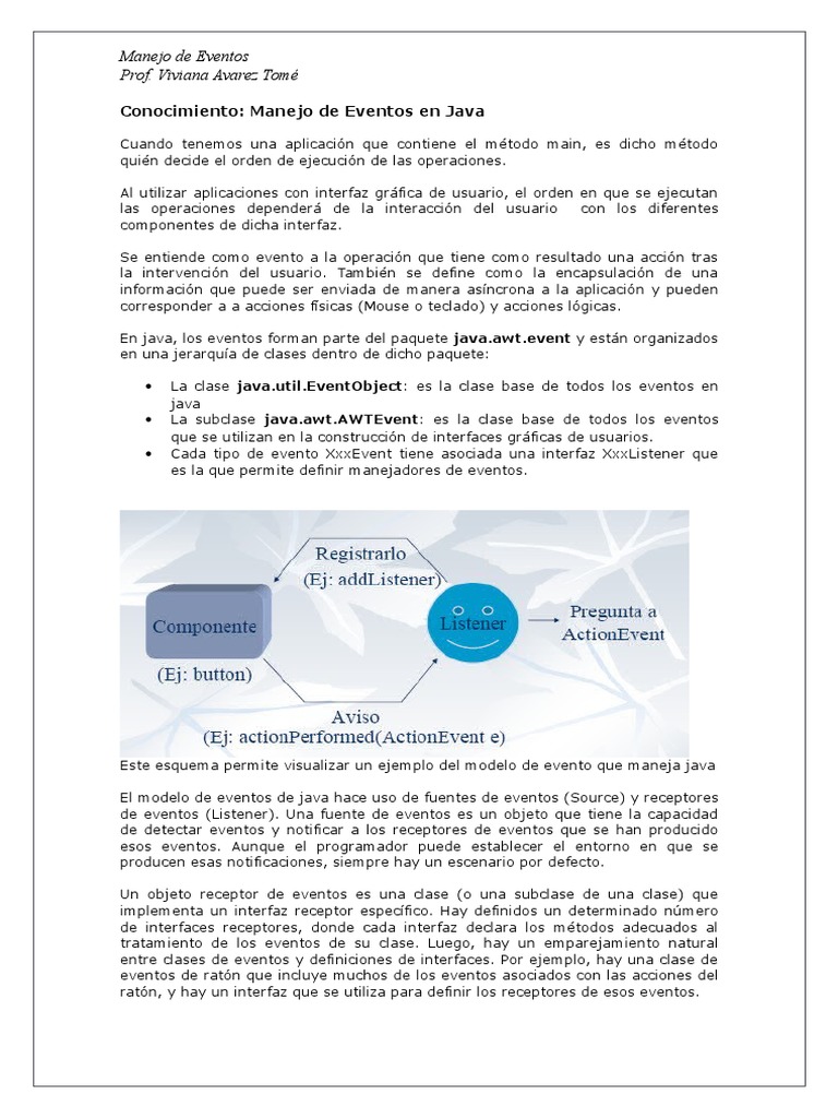 Manejo de Eventos en Java | PDF | Modelo – Vista – Controlador | Java (lenguaje de programación)