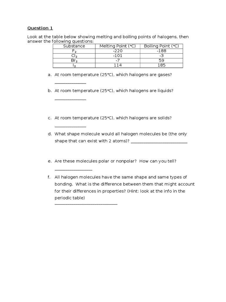 Whiteboard Activity-Intermolecular Forces | PDF | Chemical Polarity ...