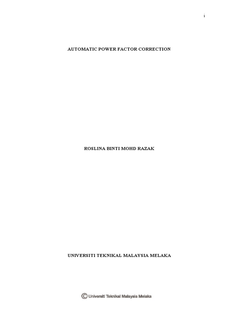 Automatic Power Factor Correction Using a Microcontroller-Based ...