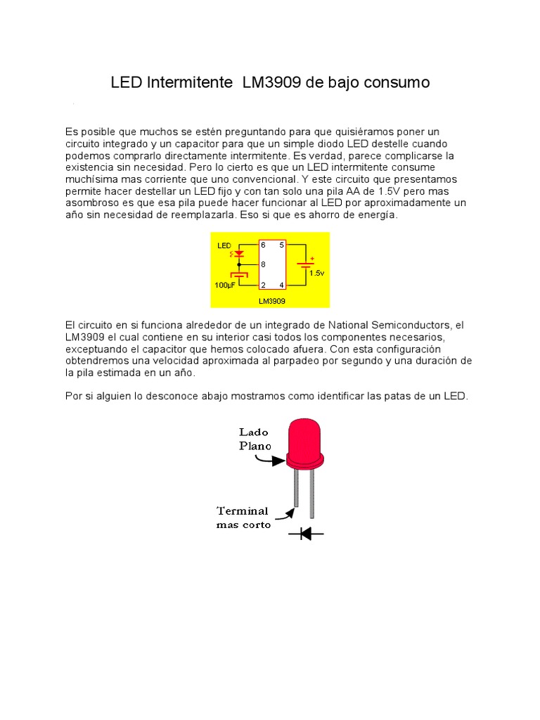 LED Intermitente LM3909 de Bajo Consumo | PDF