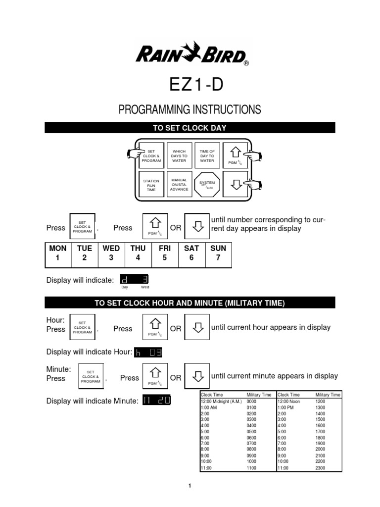 Programming Instructions: To Set Clock Day | PDF | Electromagnetic ...