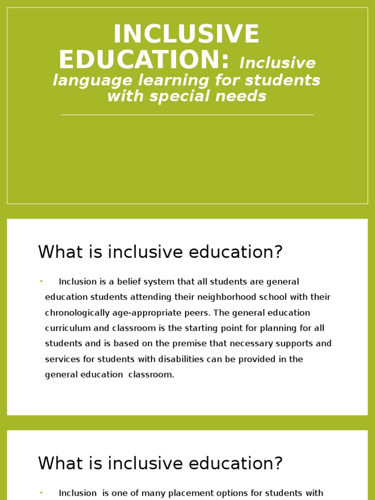 Inclusive Education:: Inclusive Language Learning For Students With ...