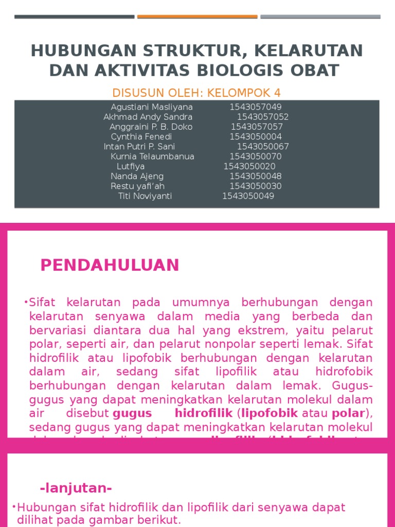 Hubungan Struktur, Kelarutan Dan Aktivitas Biologis Obat Revisi | PDF