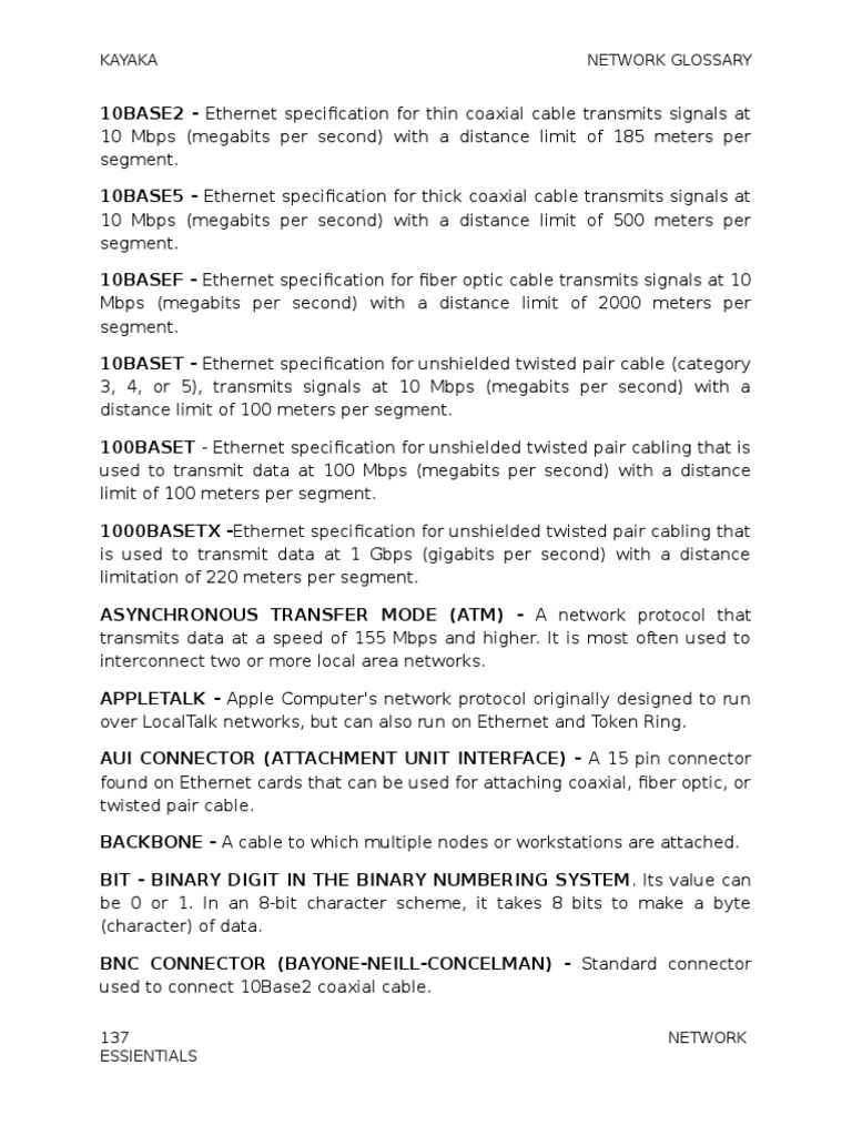 Network Glossary | PDF | Network Topology | Ethernet