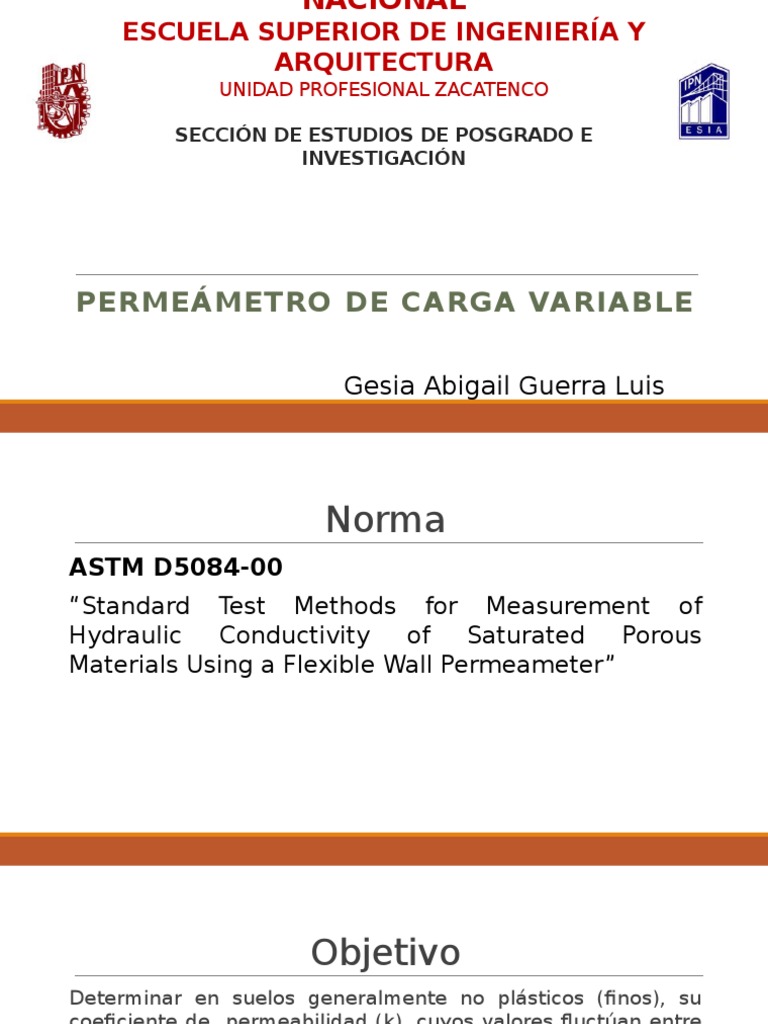 Permeámetro Carga Variable | Permeabilidad (Ciencias de la tierra ...