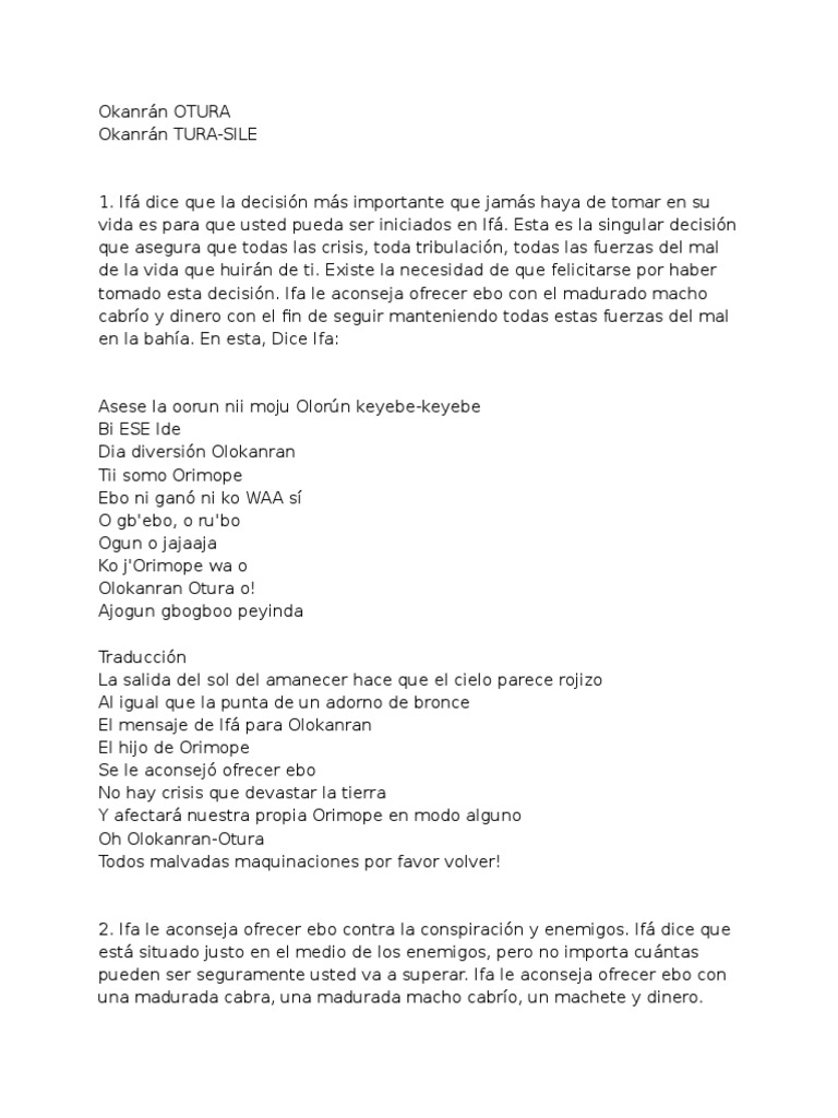 13 Okanran Otura Ingles | PDF | Pollo | Religión y creencia