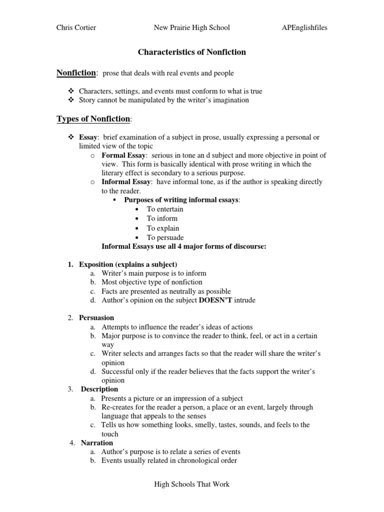 Characteristics of Nonfiction | PDF | Non Fiction | Essays