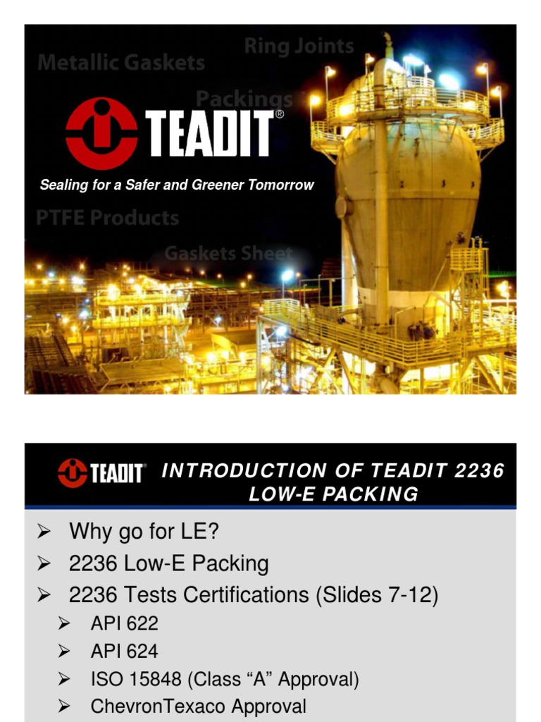 Teadit 2236 Low-E Packing Overview | PDF | Valve | Gas Technologies