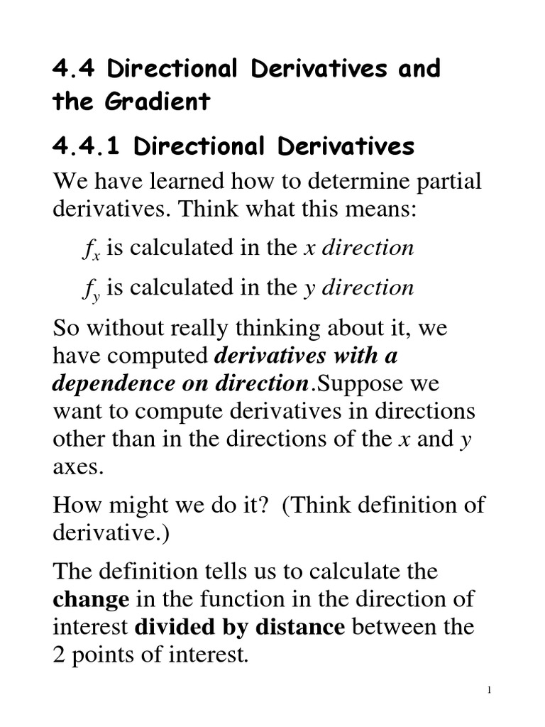 4.4 Directional | PDF | Gradient | Multivariable Calculus