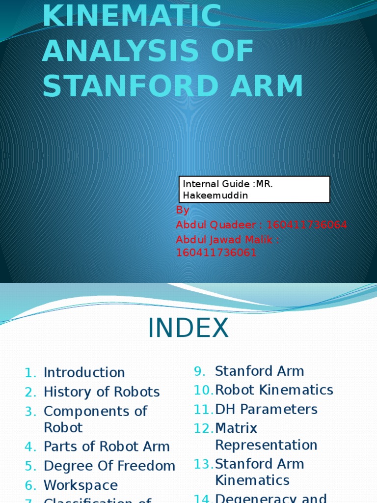 Kinematic Analysis of Stanford Arm | PDF | Kinematics | Matrix ...