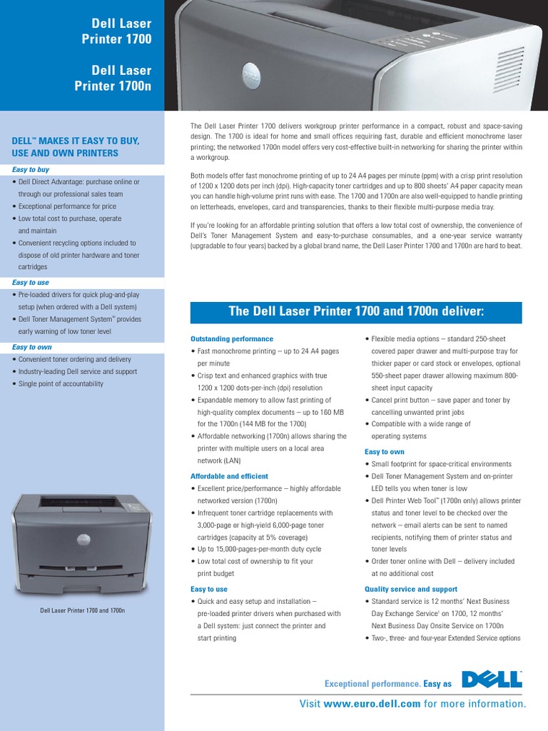 1700-1700n UK Jan05 | PDF | Printer (Computing) | Dell