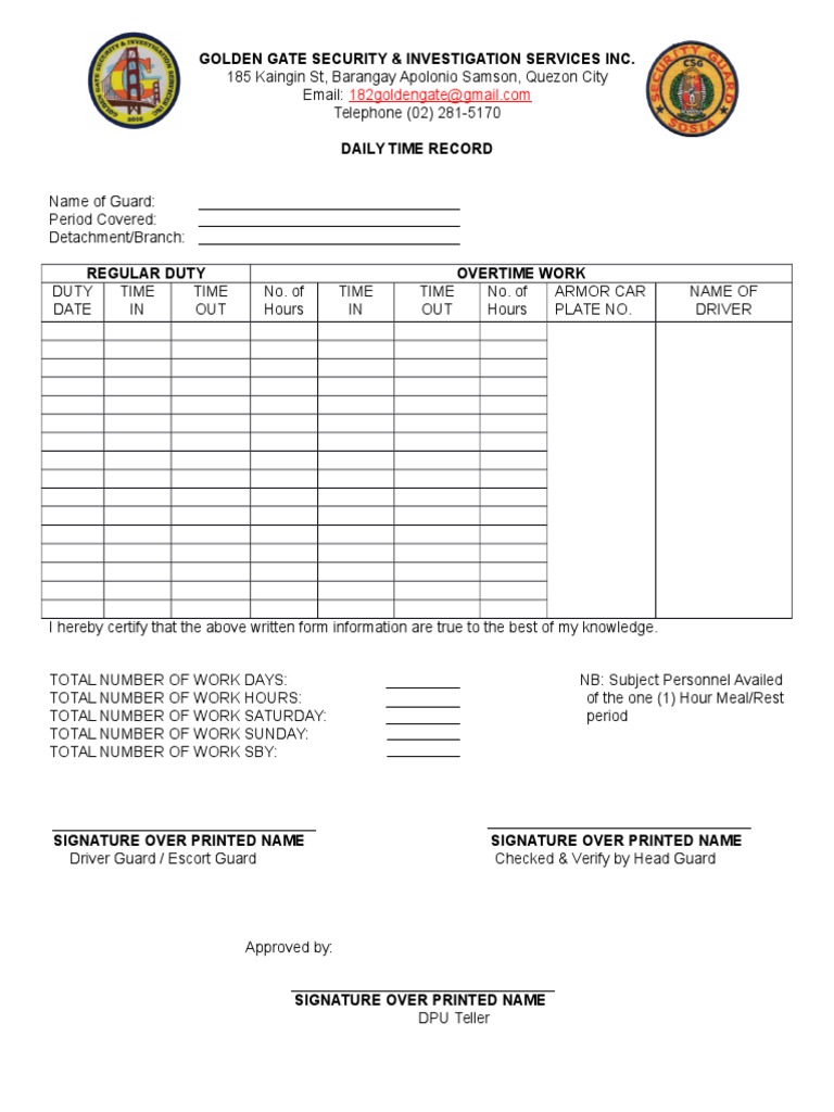 Golden Gate Security & Investigation Services Inc | PDF