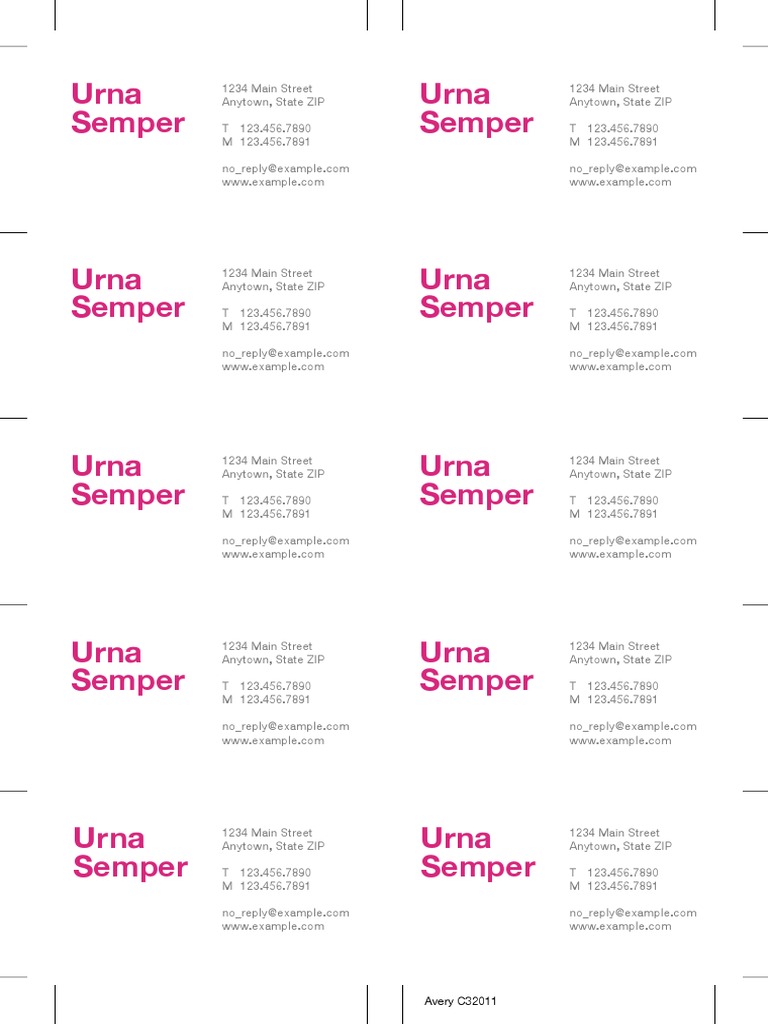 Urna Semper Urna Semper: Avery C32011 | PDF