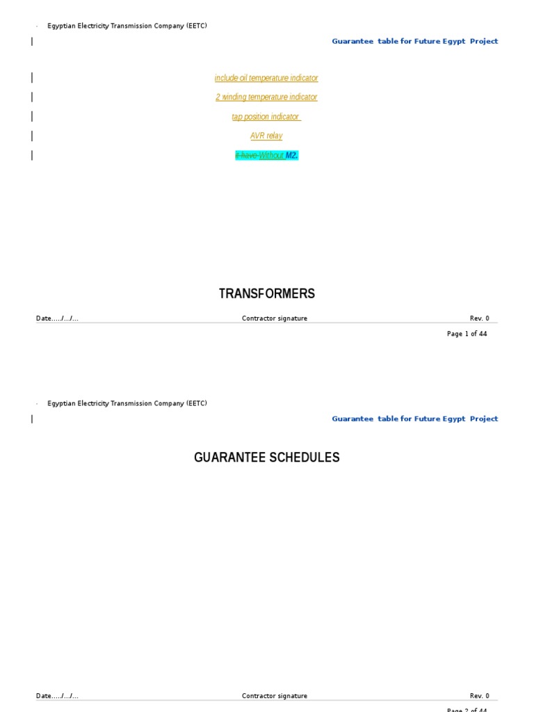 20170525-Guarantee Schedule For 175 Mva Power Transformers-Revised ...