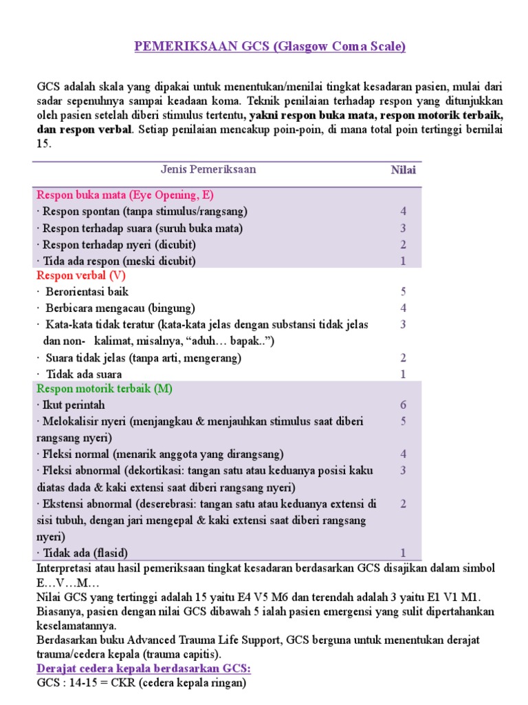 Pemeriksaan Gcs | PDF
