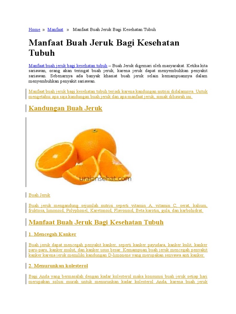 Manfaat Buah Jeruk | PDF
