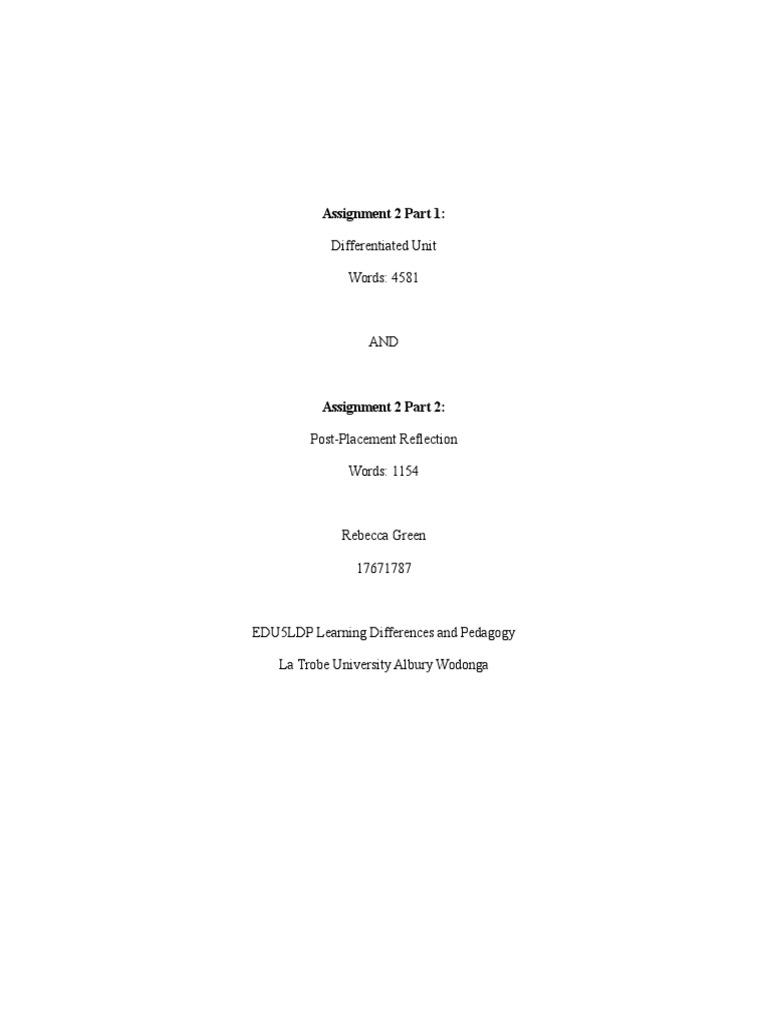 Differentiated Unit Words: 4581: Assignment 2 Part 1 | PDF | Educational Assessment | Intelligence