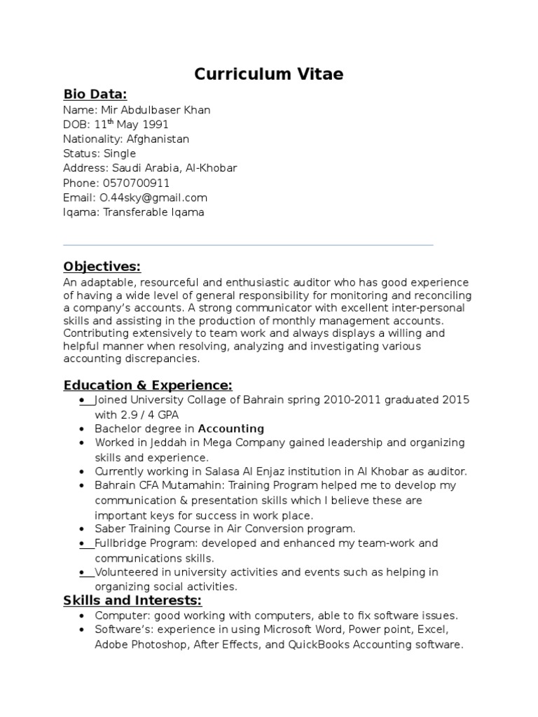 Curriculum Vitae SA - F | PDF
