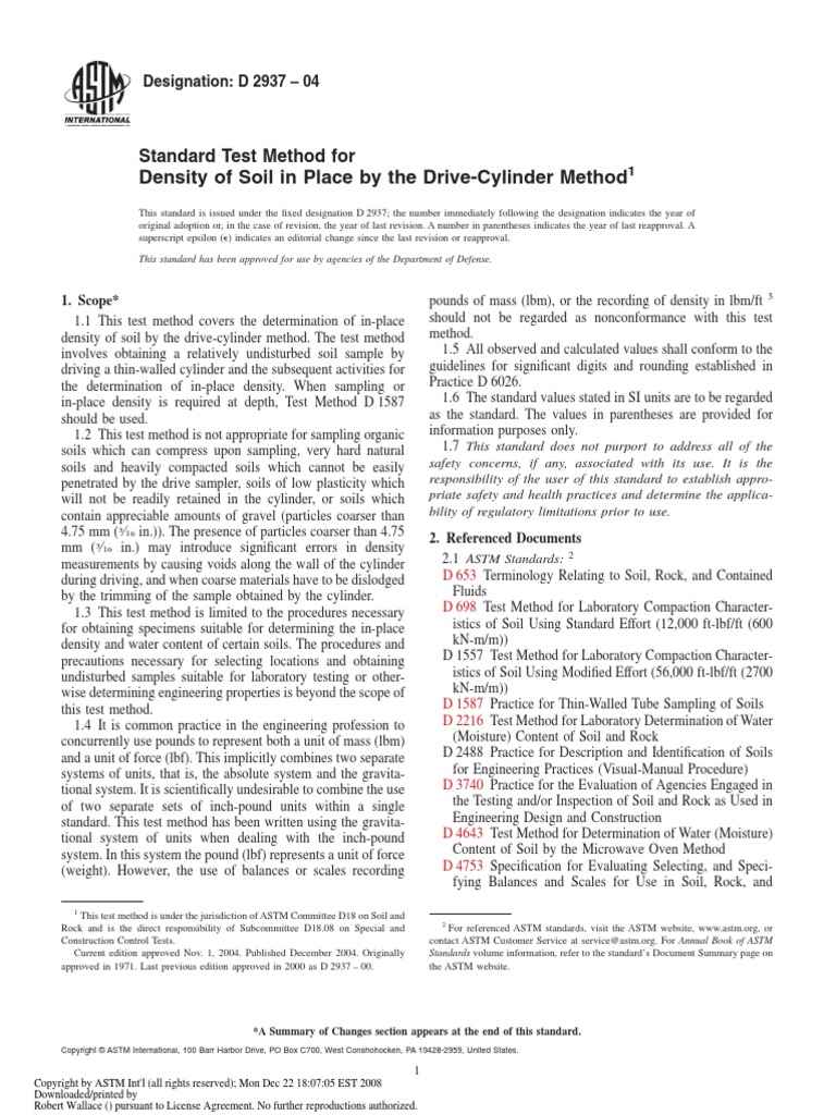 ASTM D2937.pdf | Density | Kilogram