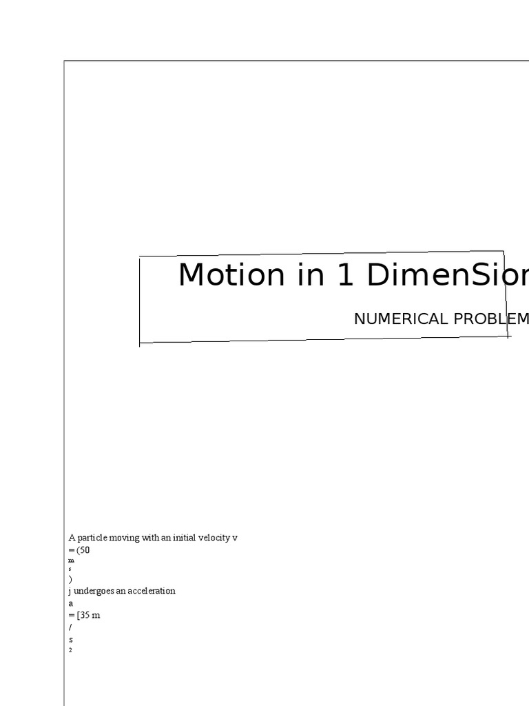 Motion in 1 Dimension: Numerical Problems | PDF