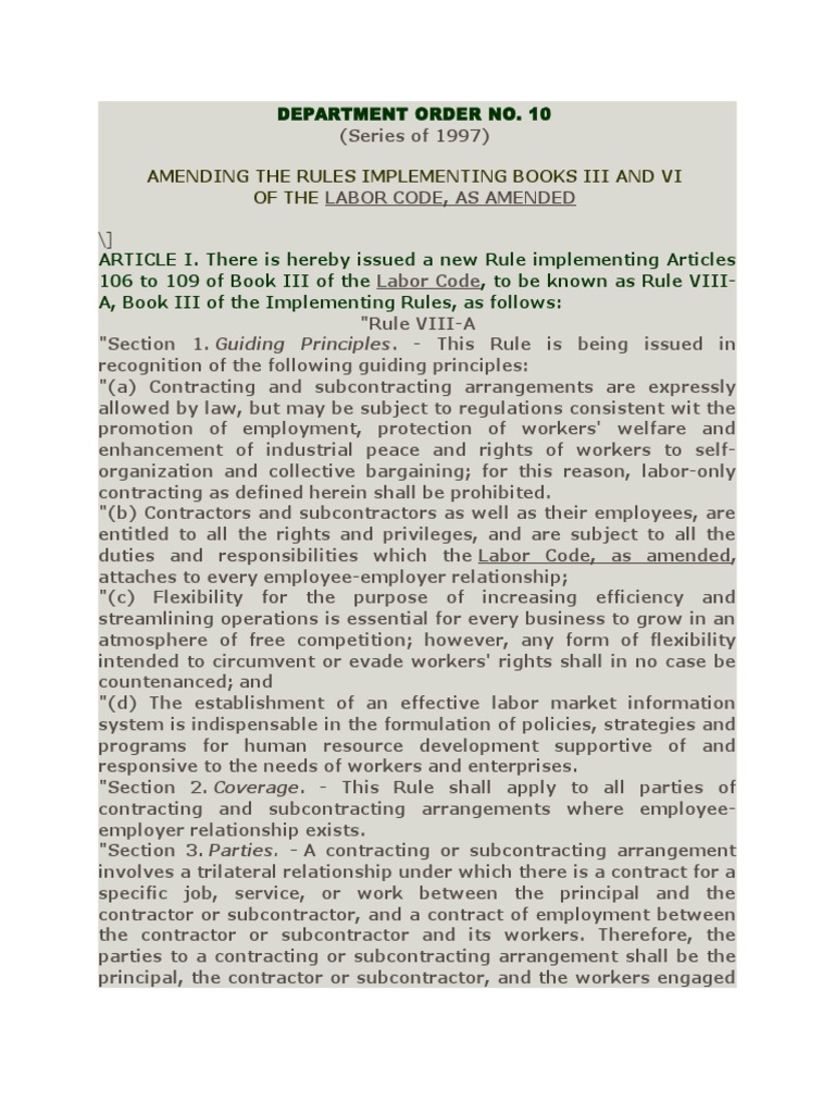 Department Order No.10 Series of 1997 | Download Free PDF | Independent ...