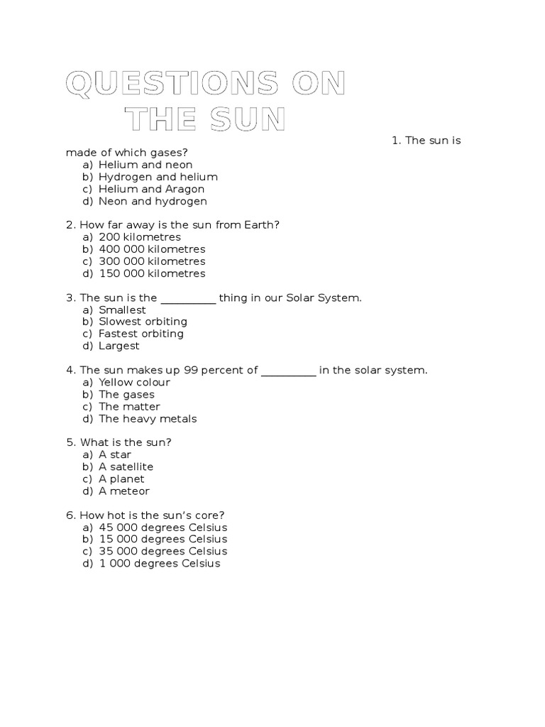 Sun Quiz | PDF
