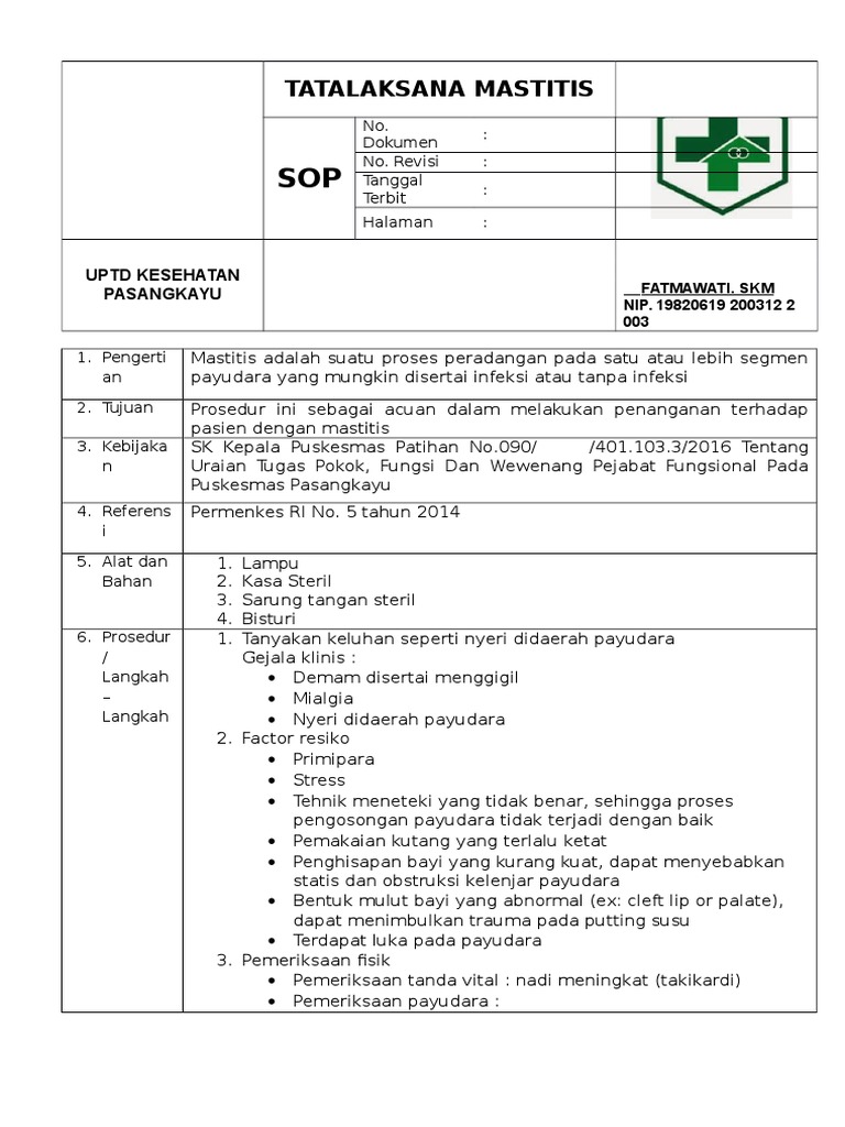 Sop Mastitis | PDF