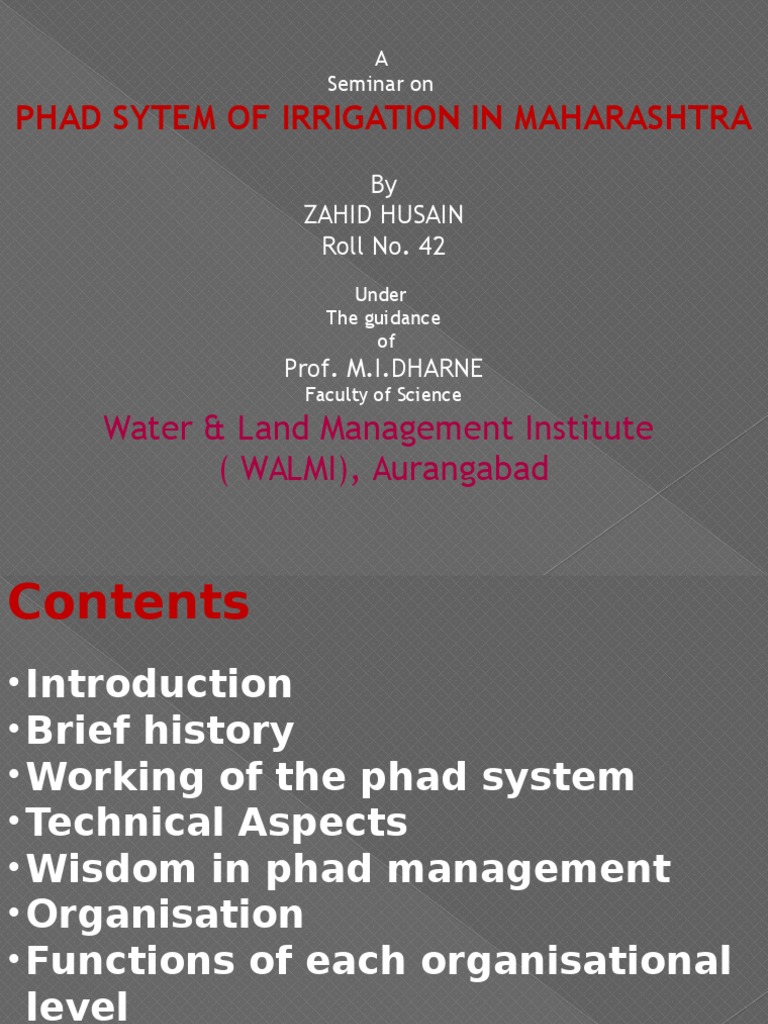 Phad Sytem of Irrigation in Maharashtra: Water & Land Management ...