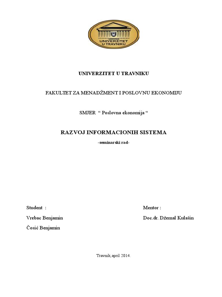 Razvoj Informacionih Sistema | PDF