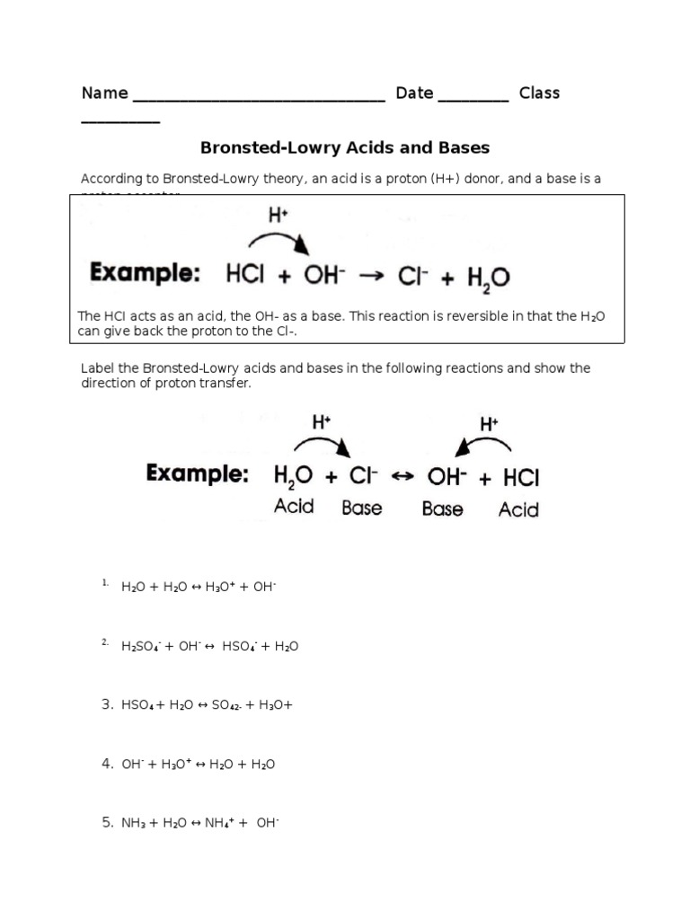 Bronsted-Lowry Acids and Bases Guide | PDF | Science & Mathematics