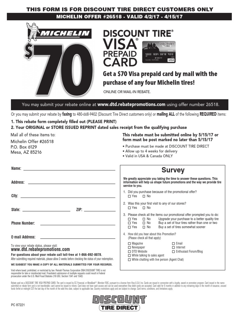 Michelin Tire Rebate Form 2023 - Printable Forms Free Online