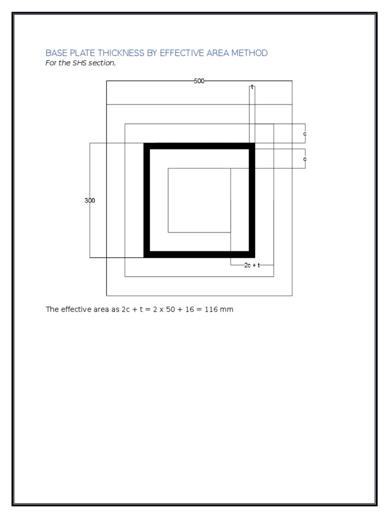 Base Plate Thickness by Effective Area Method: For The SHS Section | PDF