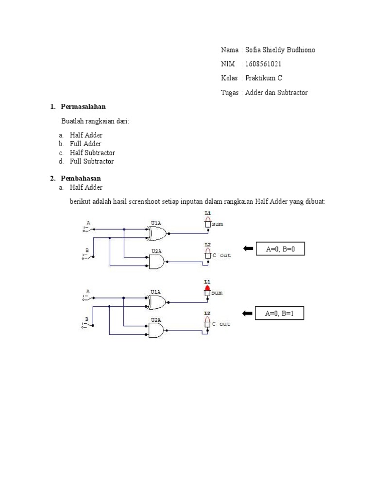 Laporan Adder Dan Subtractor | PDF