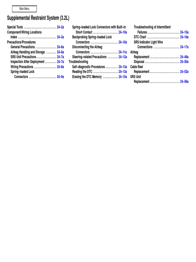 Supplemental Restraint System (3.2L) | PDF | Airbag | Electrical Connector