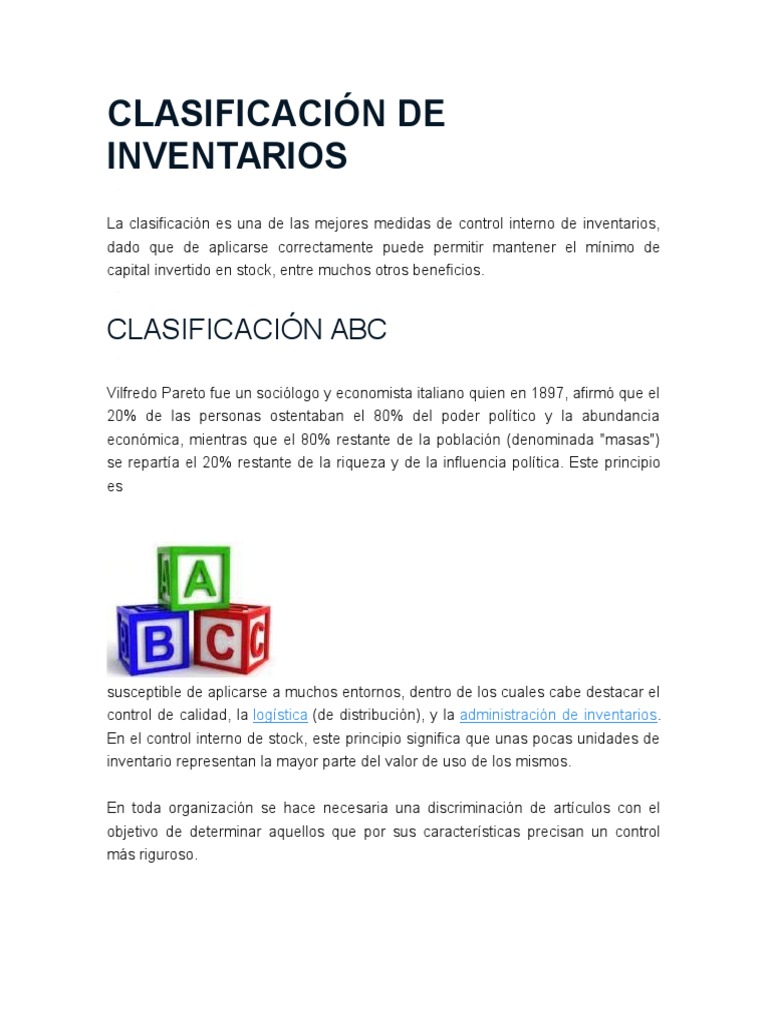 Clasificación de Inventarios ABC | PDF | Inventario | Negocios (general)