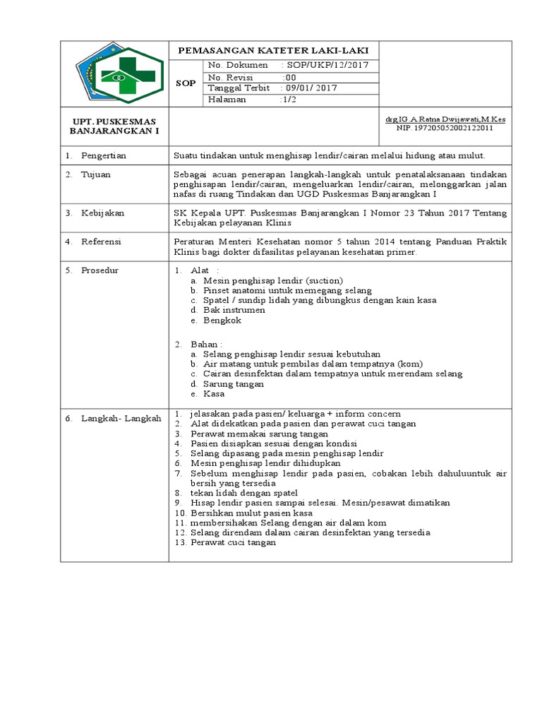 Sop Suction | PDF | Kesehatan Holistik | Sains & Matematika