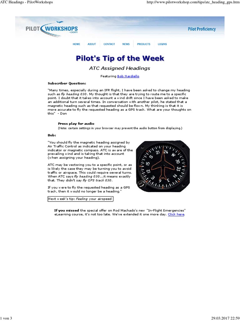 ATC Headings - PilotWorkshops | PDF | Air Traffic Control | Instrument ...