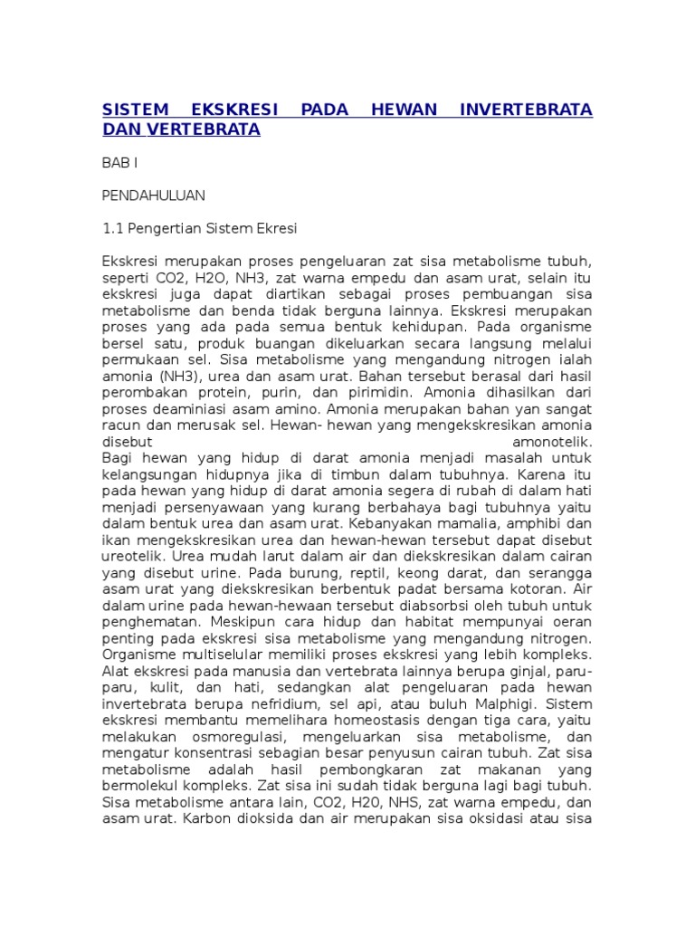 Sistem Ekskresi Pada Hewan Invertebrata | PDF | Ilmu Sosial