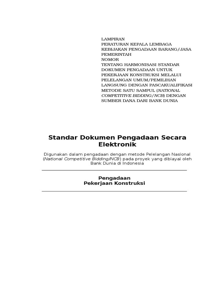 Standar Dokumen Pengadaan Secara Elektronik (LPSE) | PDF