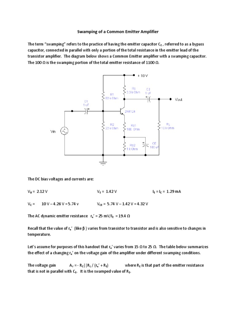 Swamping Ce Amplifier | PDF | Science & Mathematics