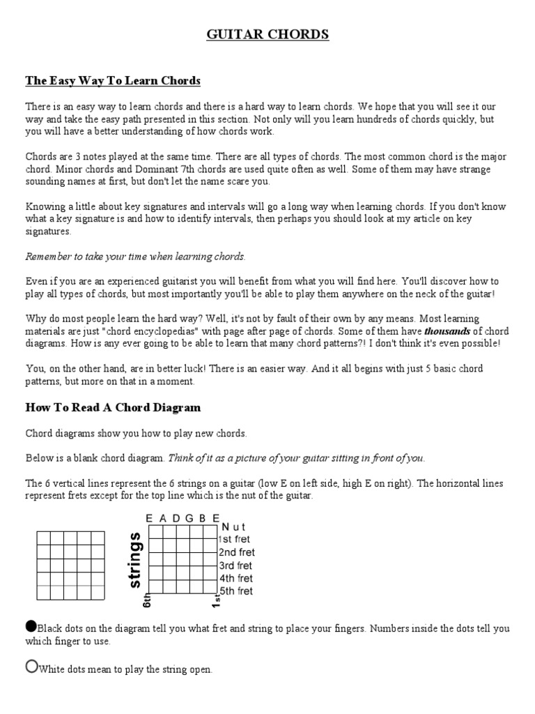 Guitar Chords: The Easy Way To Learn Chords | PDF | Guitars | Elements ...