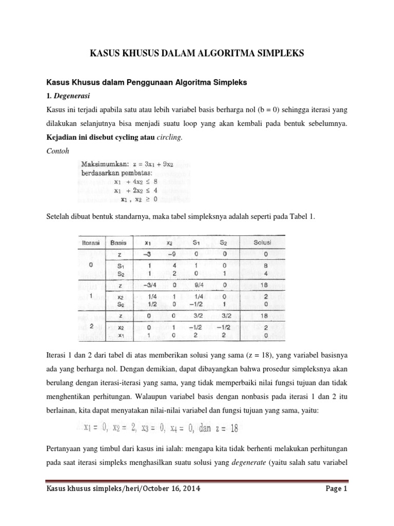 Kasus Khusus Metode Simpleks | PDF | Metode & Bahan Ajar
