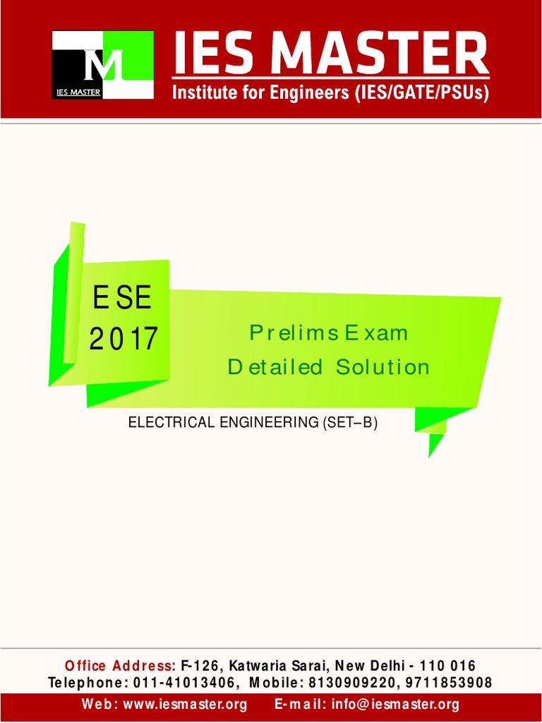 Ese 2017 Prelims Electrical Engineering Question Paper Solution | PDF ...