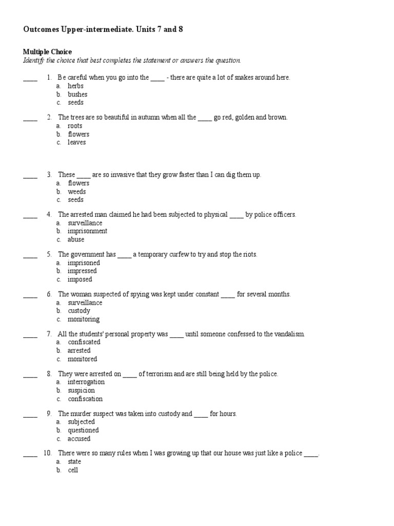 Outcomes Upper 7 and 8 | PDF | Phrase | Noun