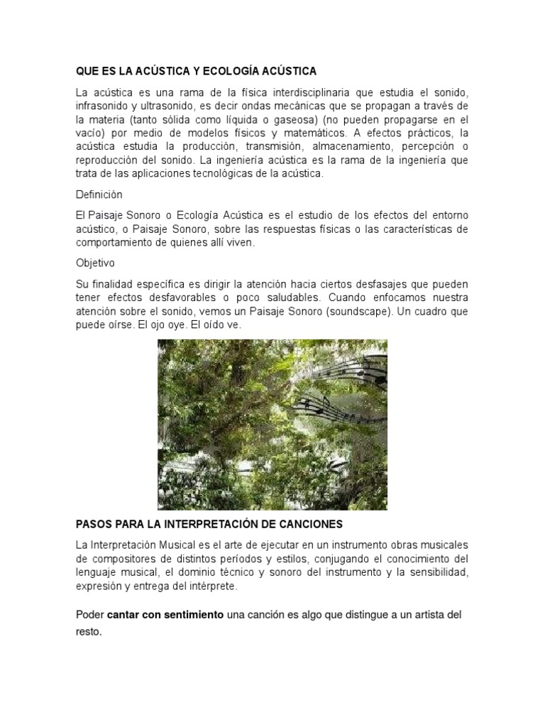 Que Es La Acústica y Ecología Acústica | PDF | Acústica | Sonido