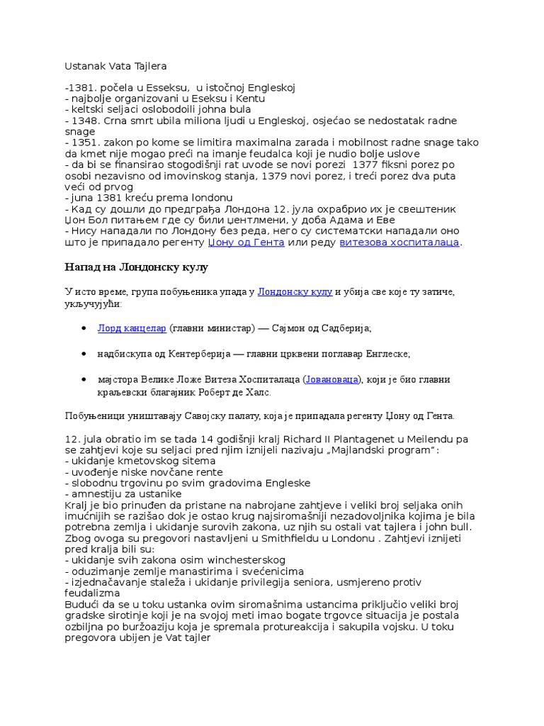 Ustanak Vata Tajlera | PDF