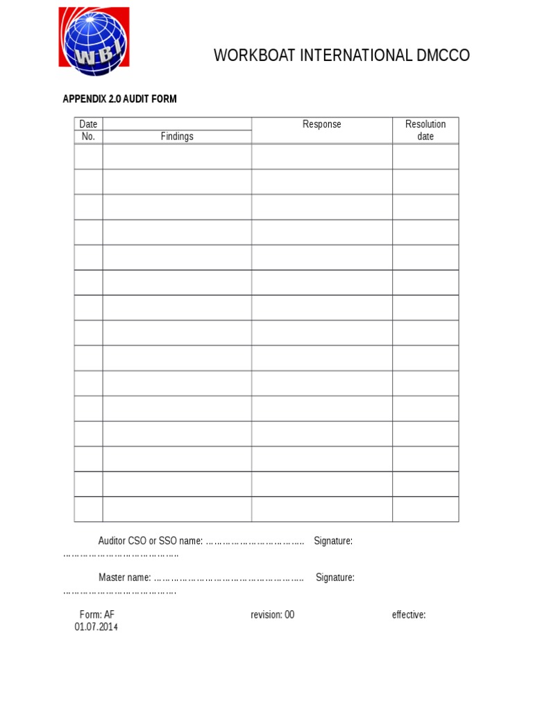 09 Security Audit Form | PDF